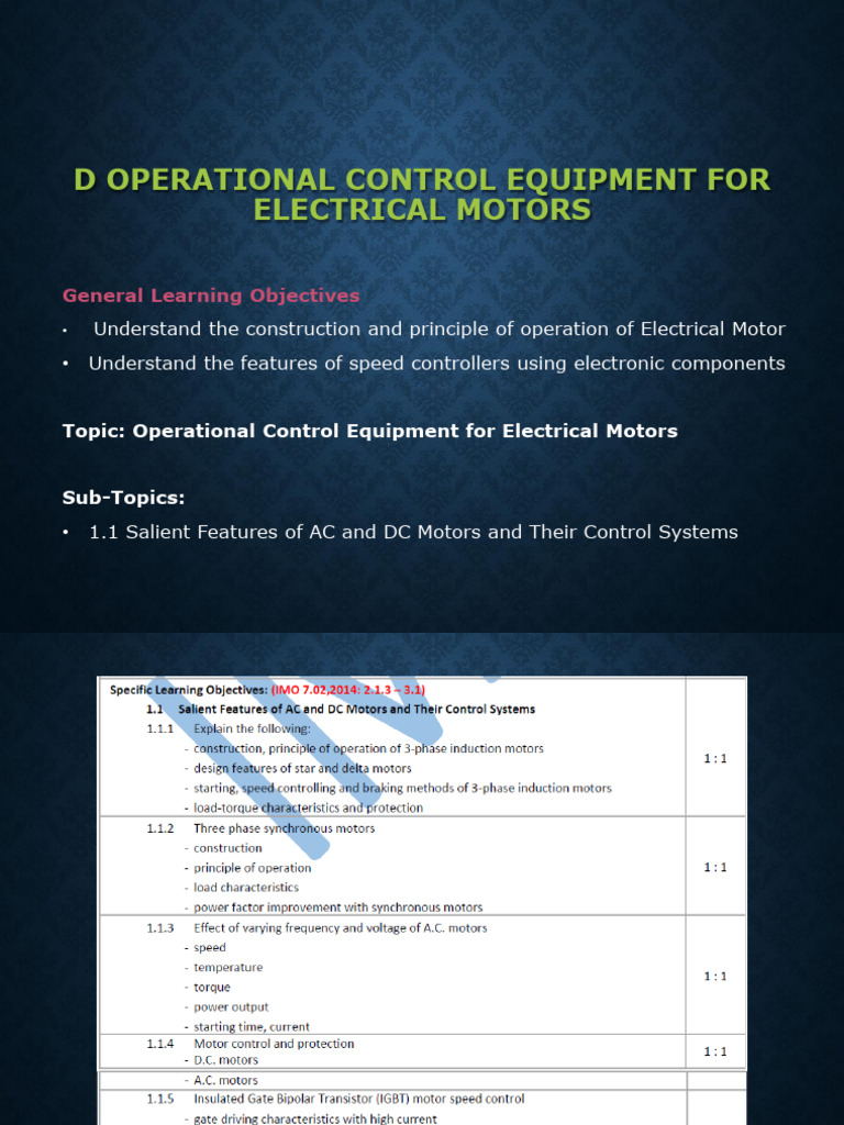 D Operational Control Equipment For Electrical Motors | PDF | Electric ...