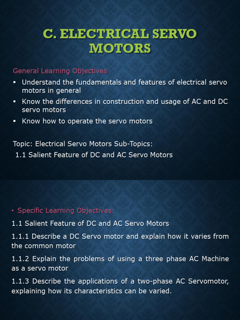 Electrical Servo Motors Guide | PDF | Electric Motor | Servomechanism