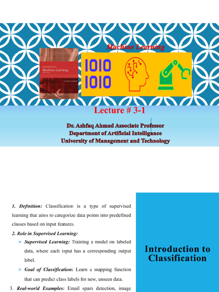 3-1 Machine Learning Lecture # 3 Week 3 by Dr. Ashfaq Ahmad | PDF