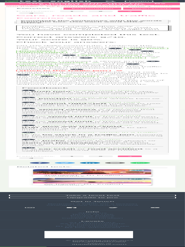 Cars, Roads and Traffic - B2 English Vocabulary - Page 3 of 4 - Test ...
