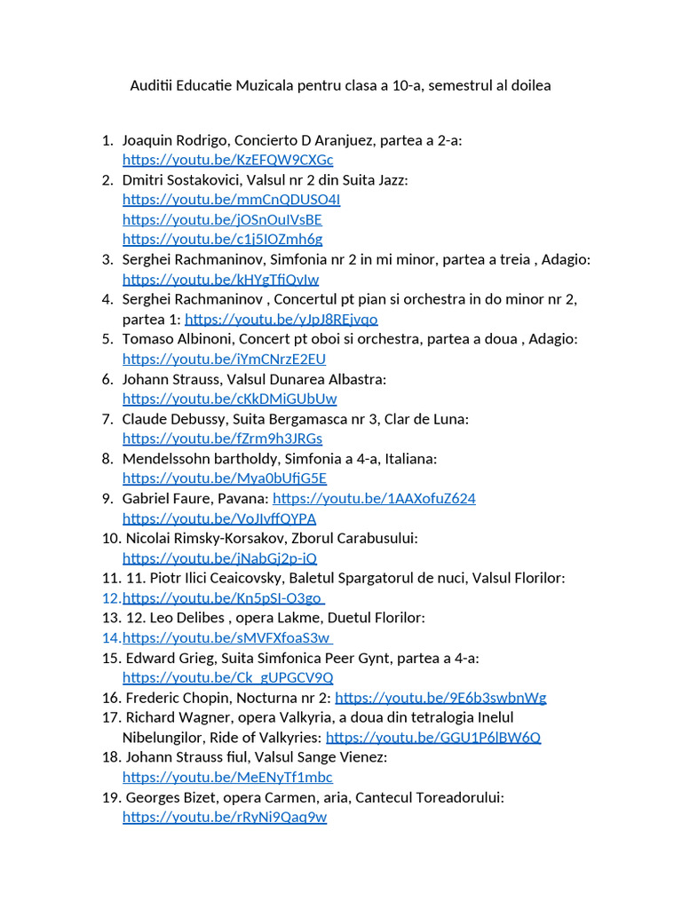 auditii a 10-a, Ed. Muzicala | PDF | Opera | Classical Music