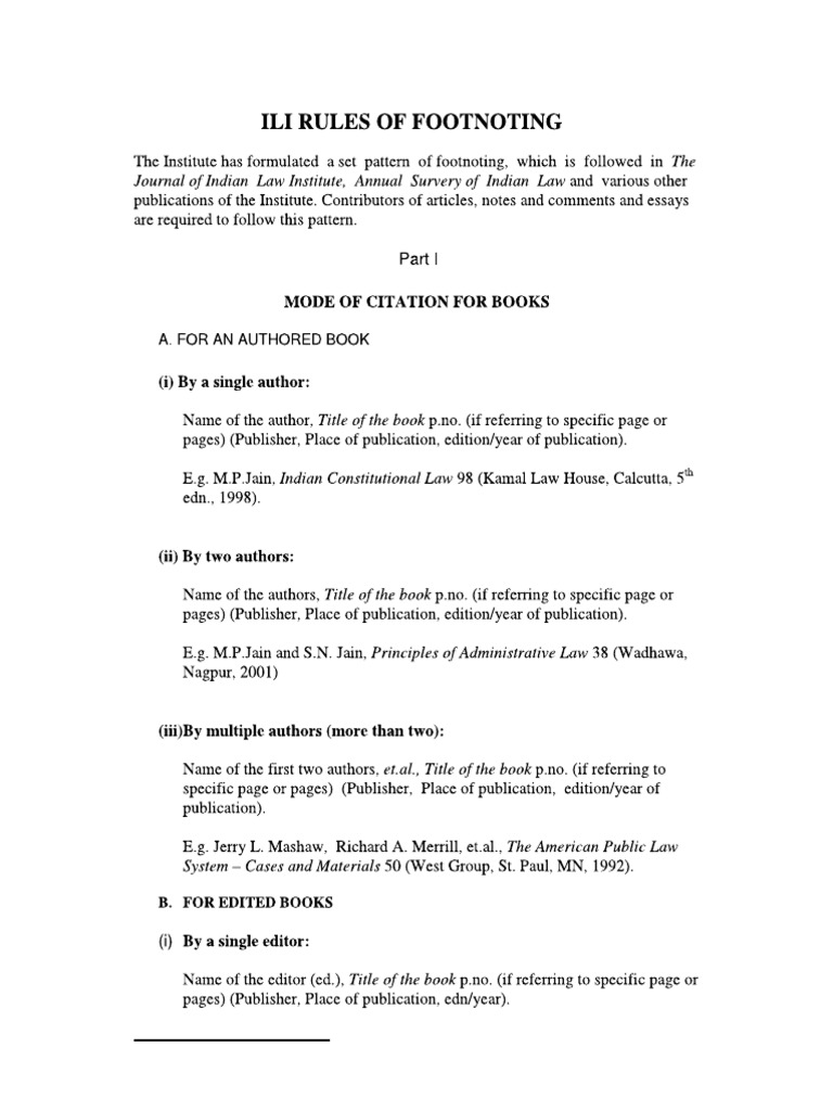 ILI Footnoting Style | PDF