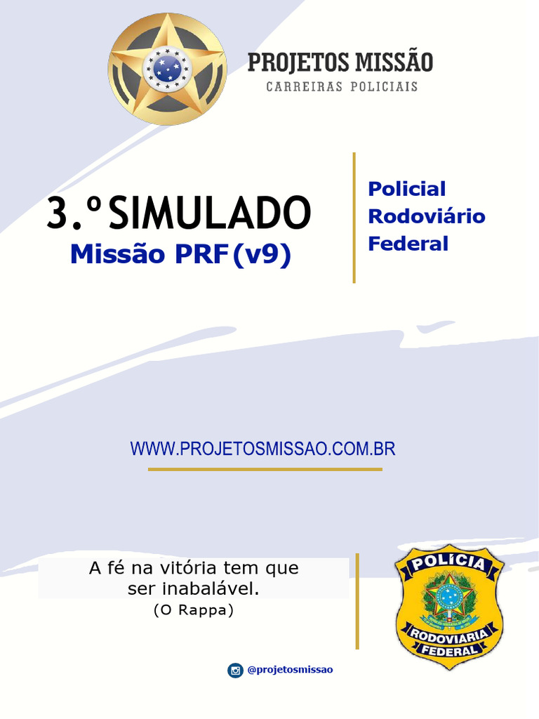 03-SIMULADO_MISSAO_PRF_V9 | PDF | Colisão | Rede Privada Virtual (VPN)