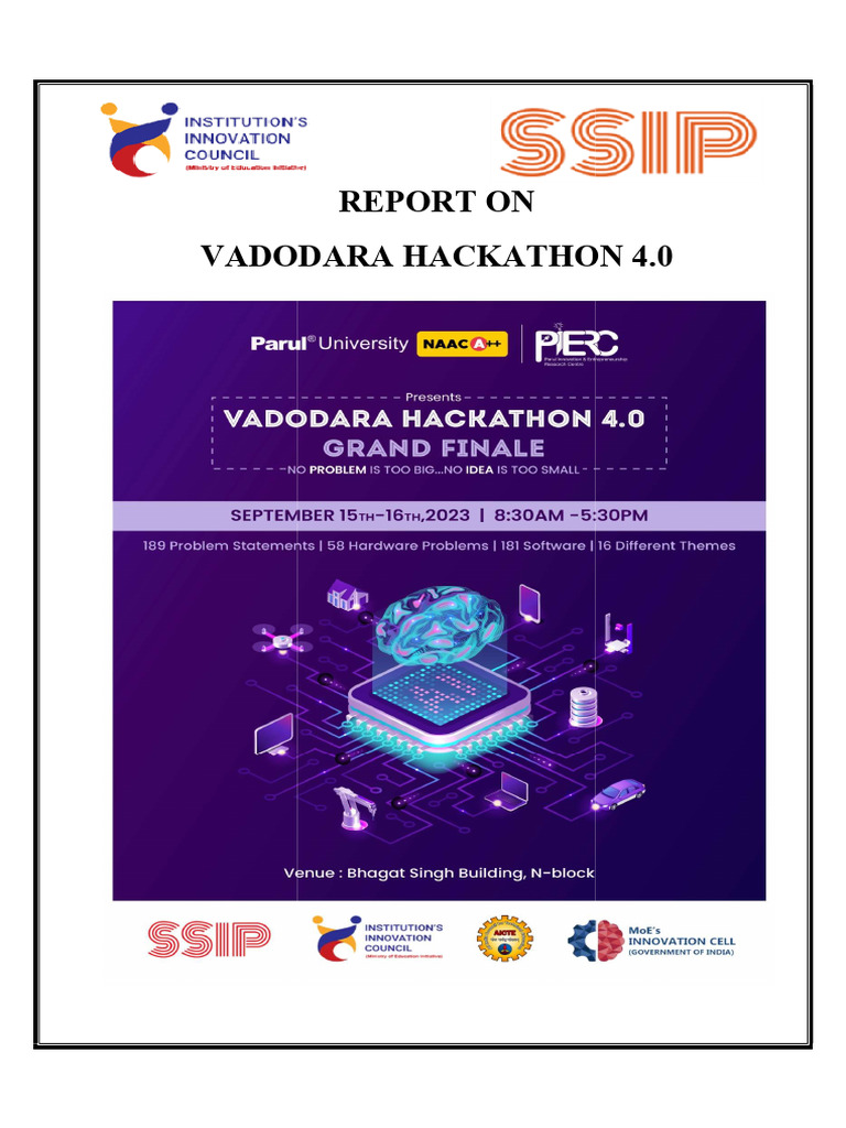 Vadodara Hackathon 4.0 IIC REPORT | PDF | Innovation | Cognition
