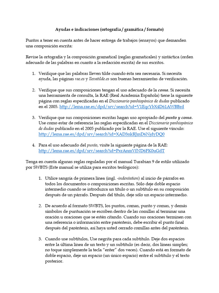 Ayudas e Indicaciones (Ortografía Gramática Formato SWBTS) - 5559237 | PDF | Comillas | Coma