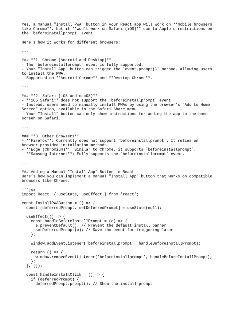 pwa install guide | PDF | Safari (Web Browser) | Ios