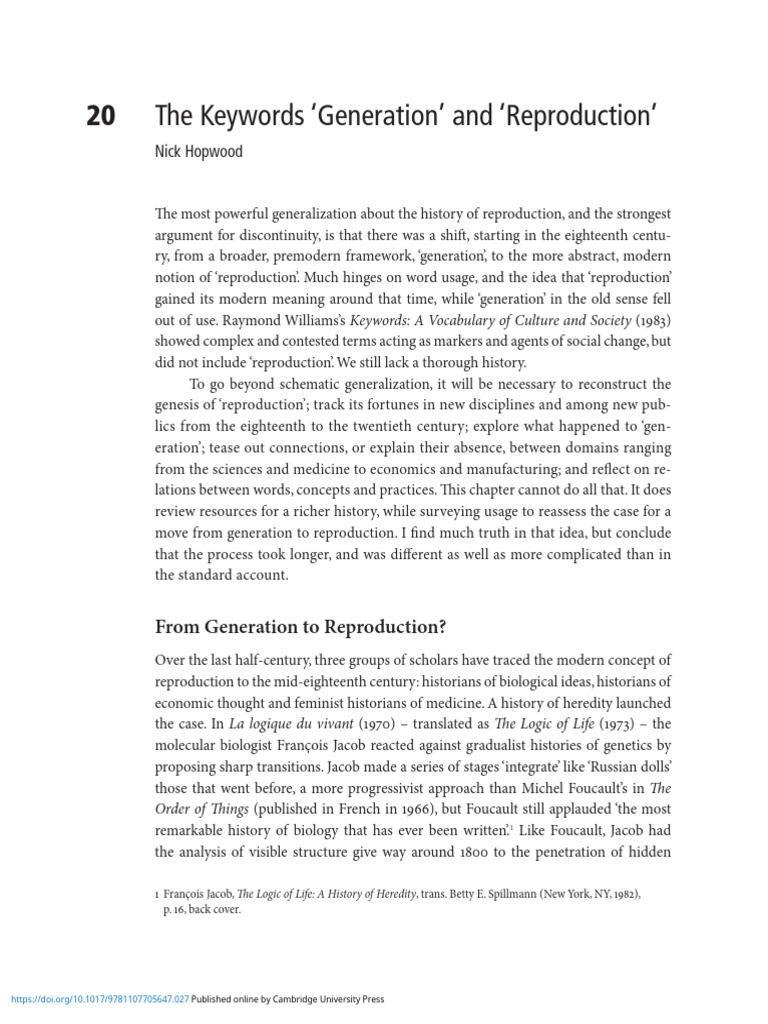 Evolution of 'Generation' to 'Reproduction' | PDF