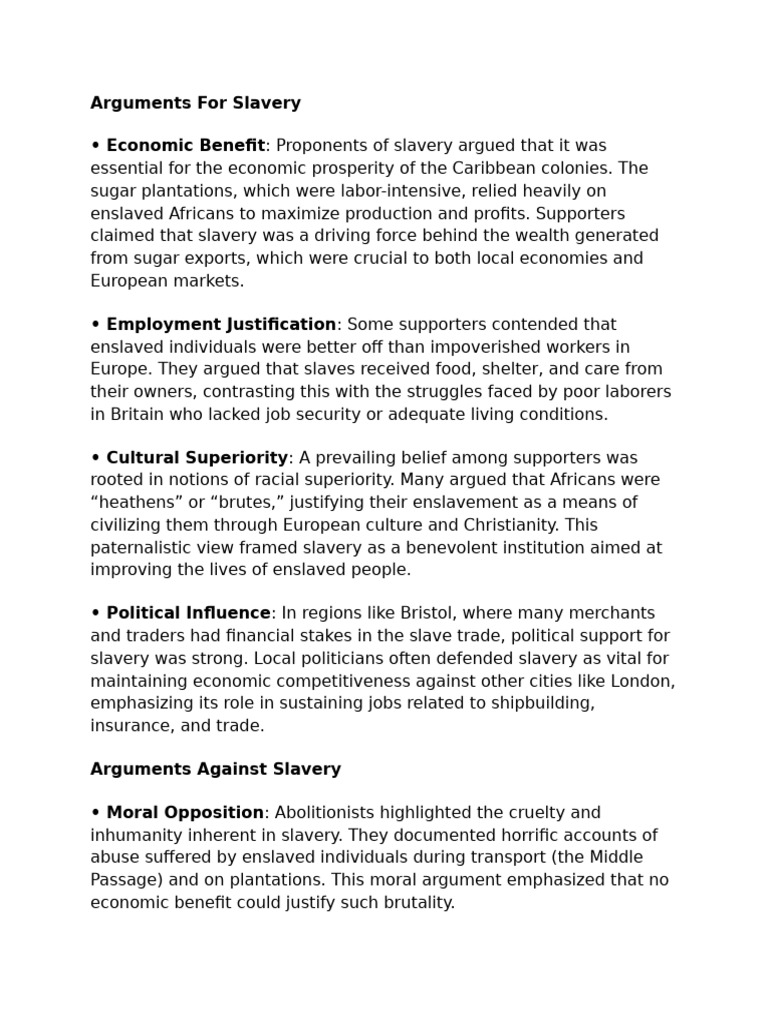 Arguments For and Against Slavery | PDF | Slavery | Atlantic Slave Trade
