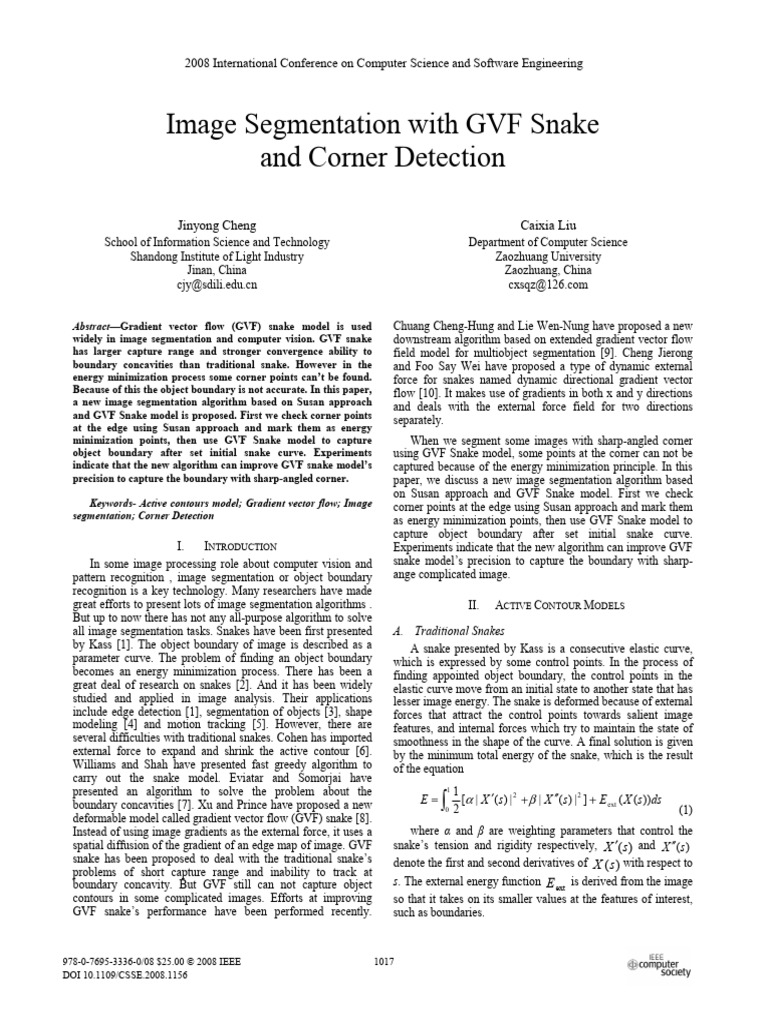 Image Segmentation With GVF Snake and Corner Detection | PDF | Image Segmentation | Computer Vision