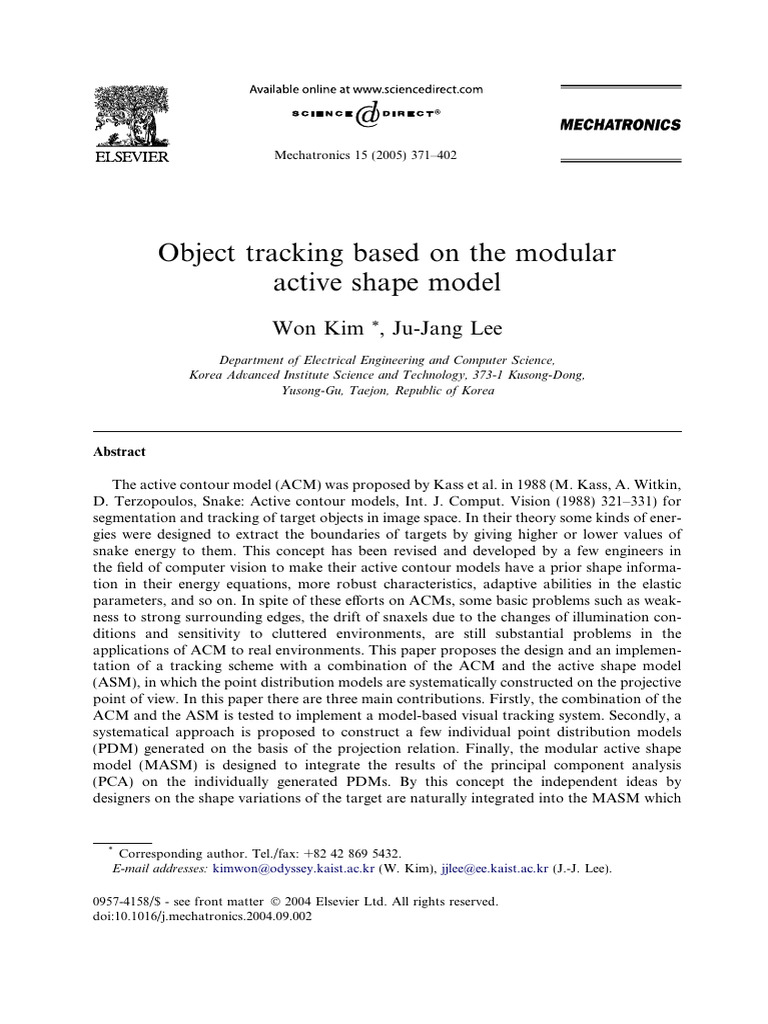 Object Tracking Based On The Modular Active Shape Model | PDF | Image Segmentation