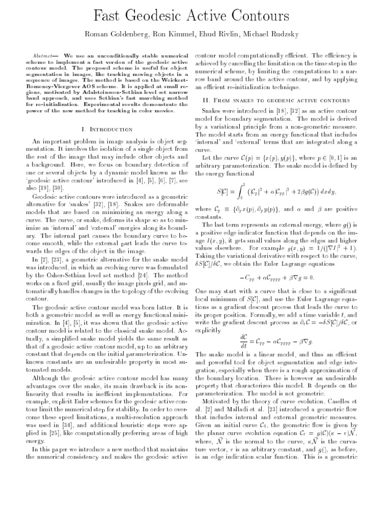 Fast Geodesic Active Contours | PDF | Image Segmentation | Mathematical Analysis