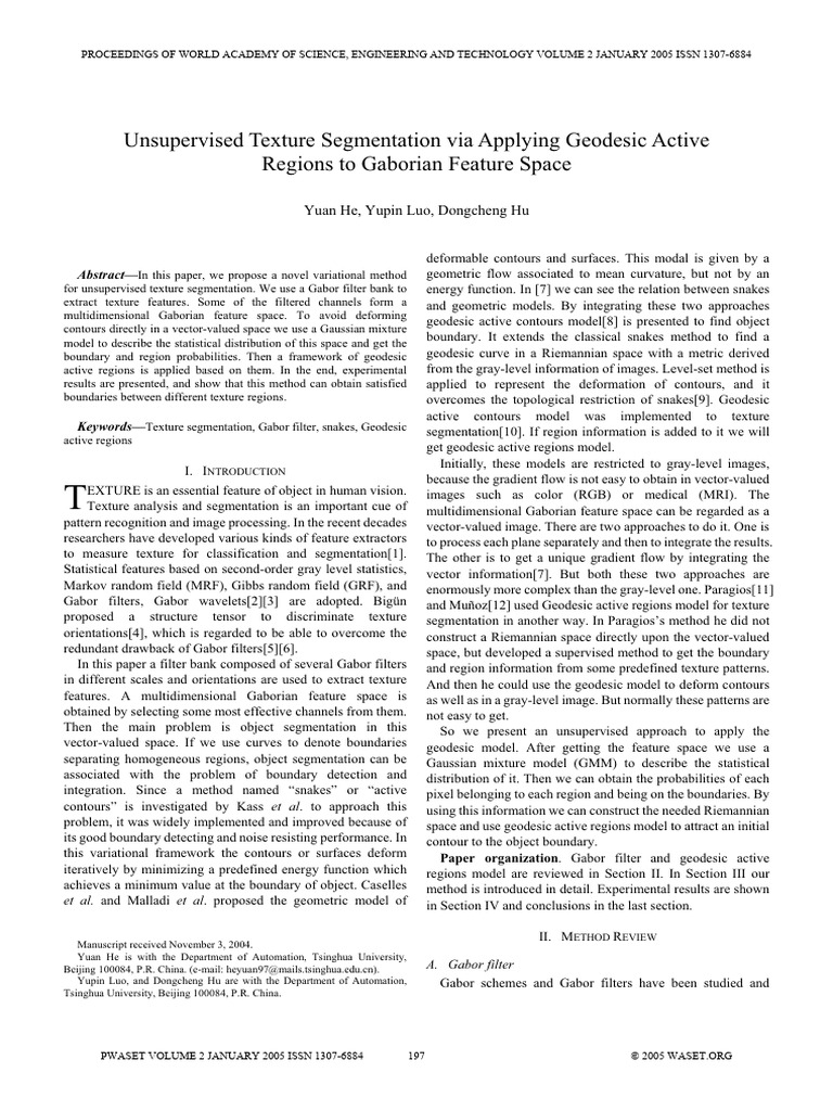Unsupervised Texture Segmentation Via Applying Geodesic Active Regions To Gaborian Feature Space
