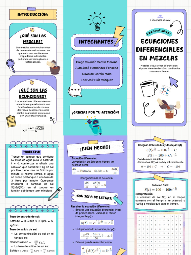 Tríptico Ecuaciones diferenciales de mezclas | PDF | Ecuaciones | Ecuaciones diferenciales