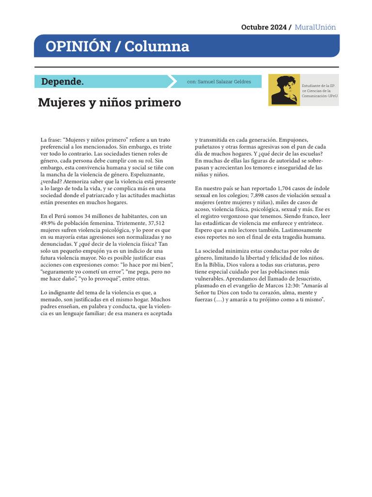 Mujeres y Niños Primero - Samuel Salazar | PDF