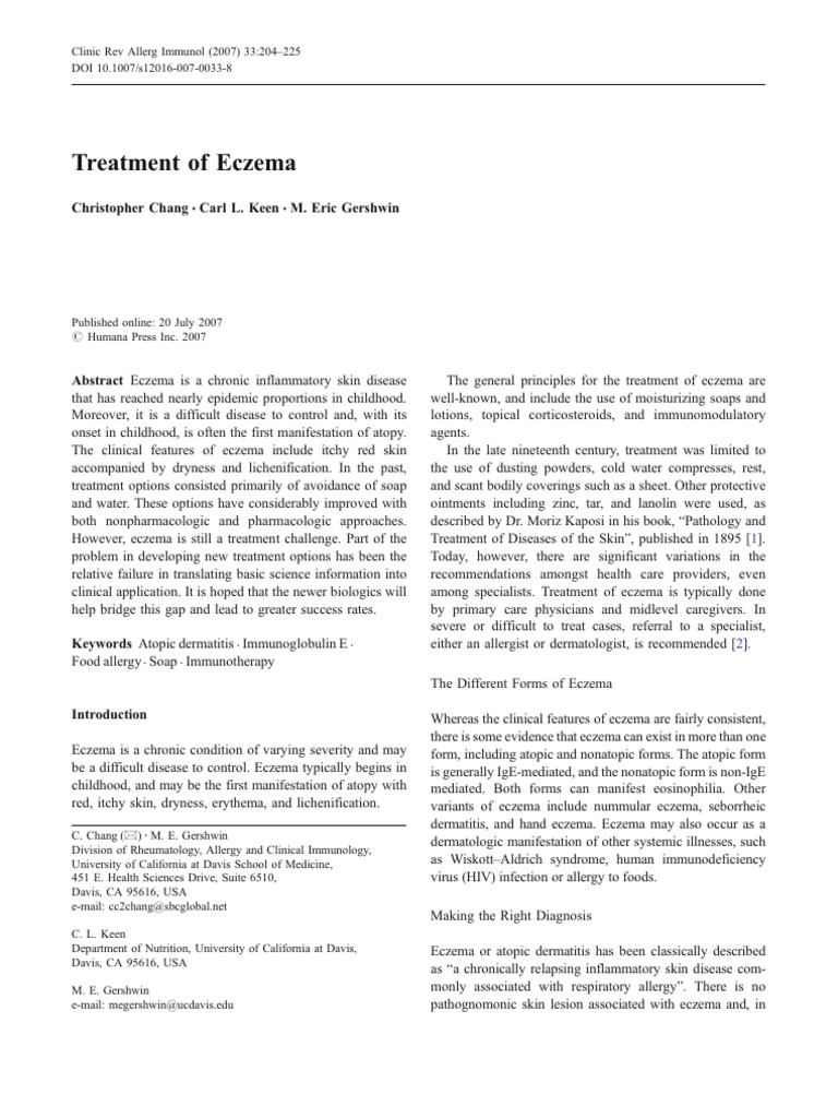 Eczema Treatment: Challenges and Advances | PDF | Dermatitis | Topical ...