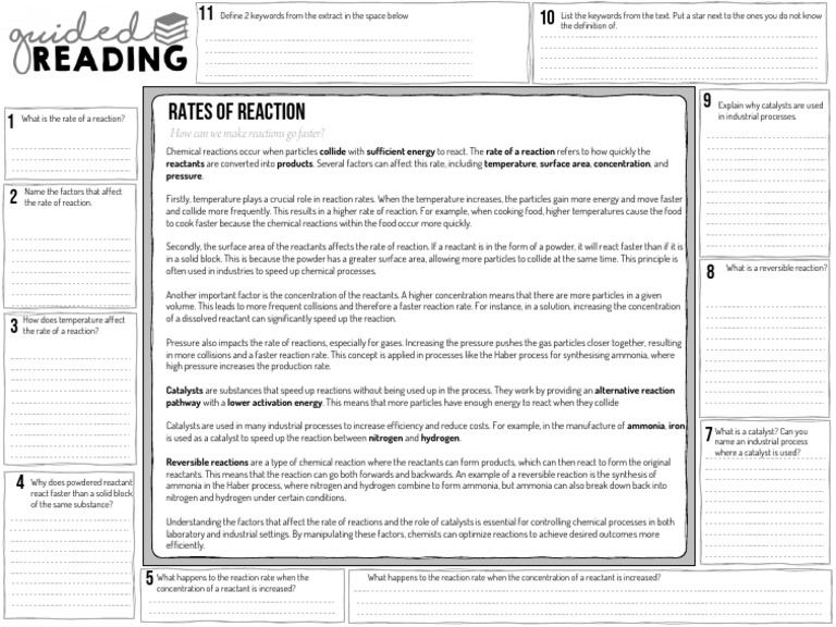Rates and Catalysts Guided Reading | PDF | Reaction Rate | Chemical ...