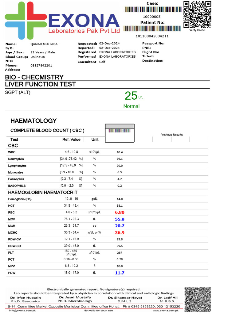 Qamar Mujtaba-5102628212 | PDF | Blood | Medical Specialties
