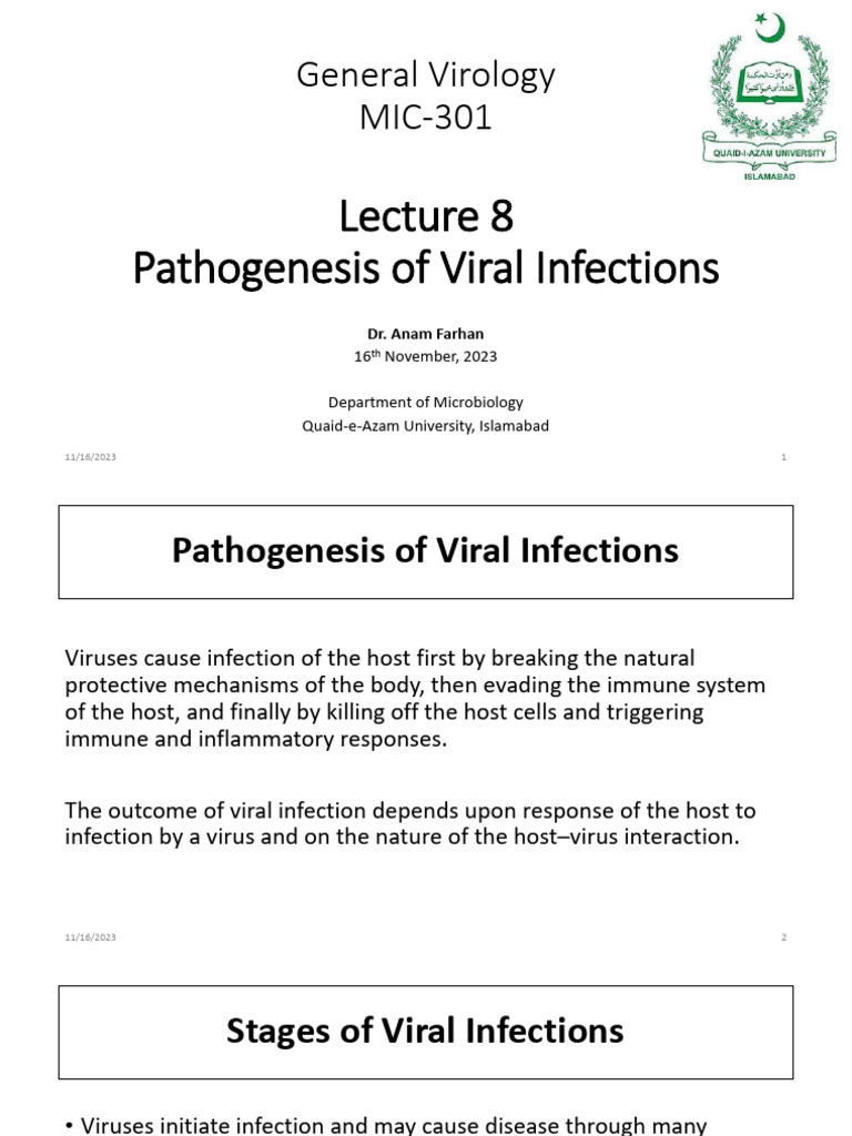 Lec 8 - Viral Pathogenesis | PDF | Virus | Tree Of Life (Biology)