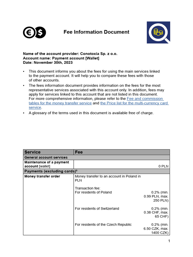 Payment Account Fee Details | PDF | Transaction Account | Payments