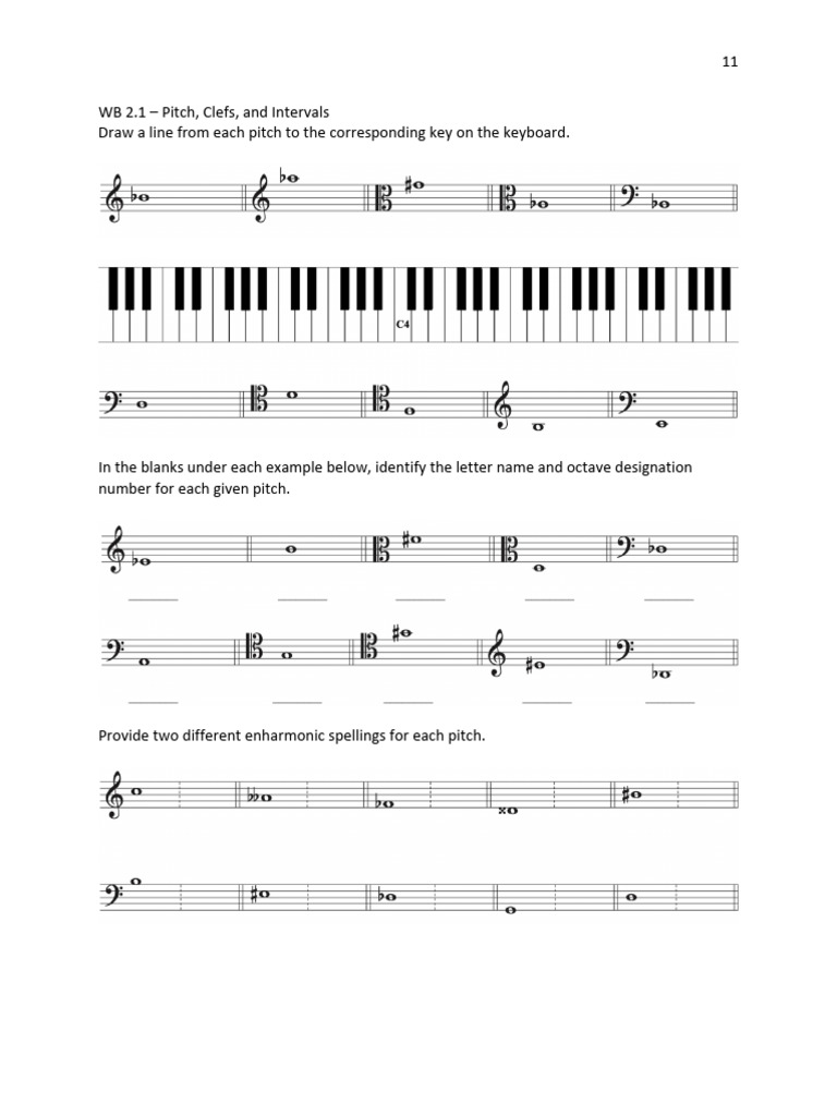 Practice Worksheet 2 Notating Pitch | PDF