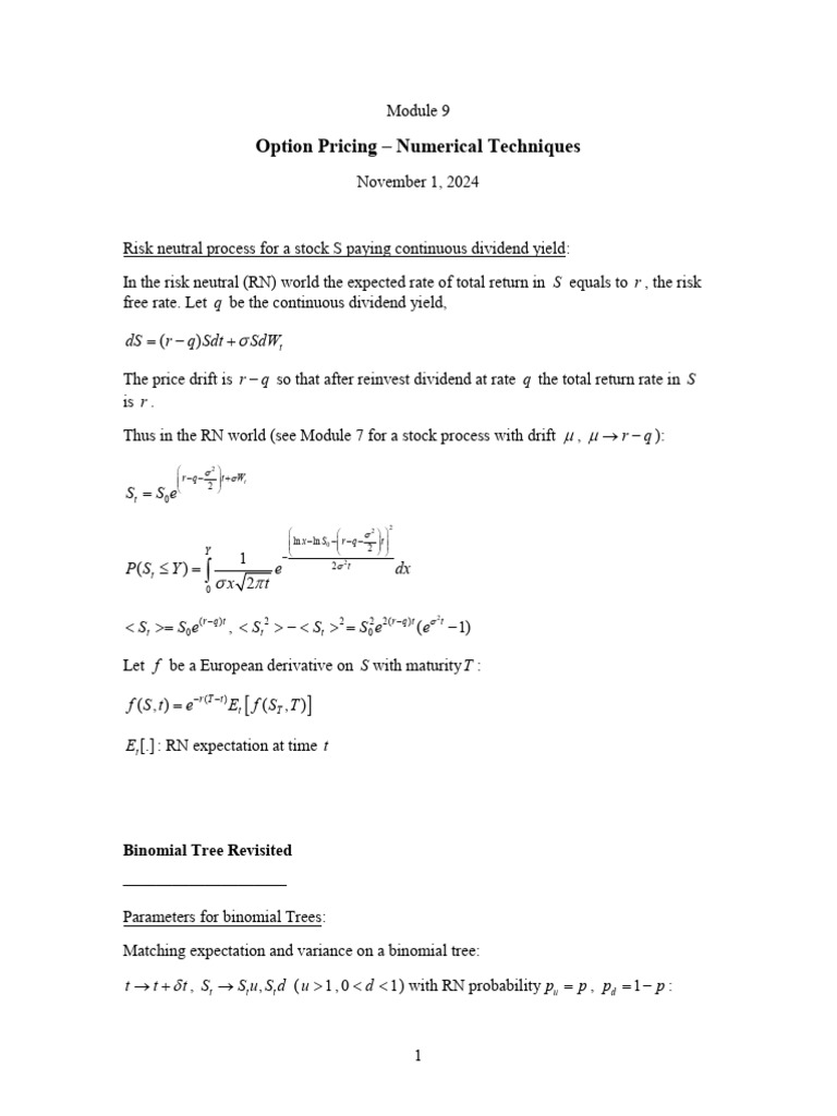 IEOR 221 - Module 9 - Option Pricing - Numerical Techniques | PDF | Greeks (Finance ...