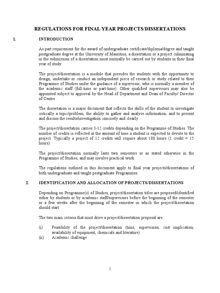 Guidelines For Final Year Projects 22.12.06 | PDF | Career & Growth | Art