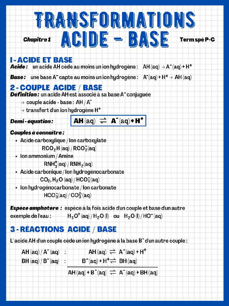 Transformations acide - base | PDF