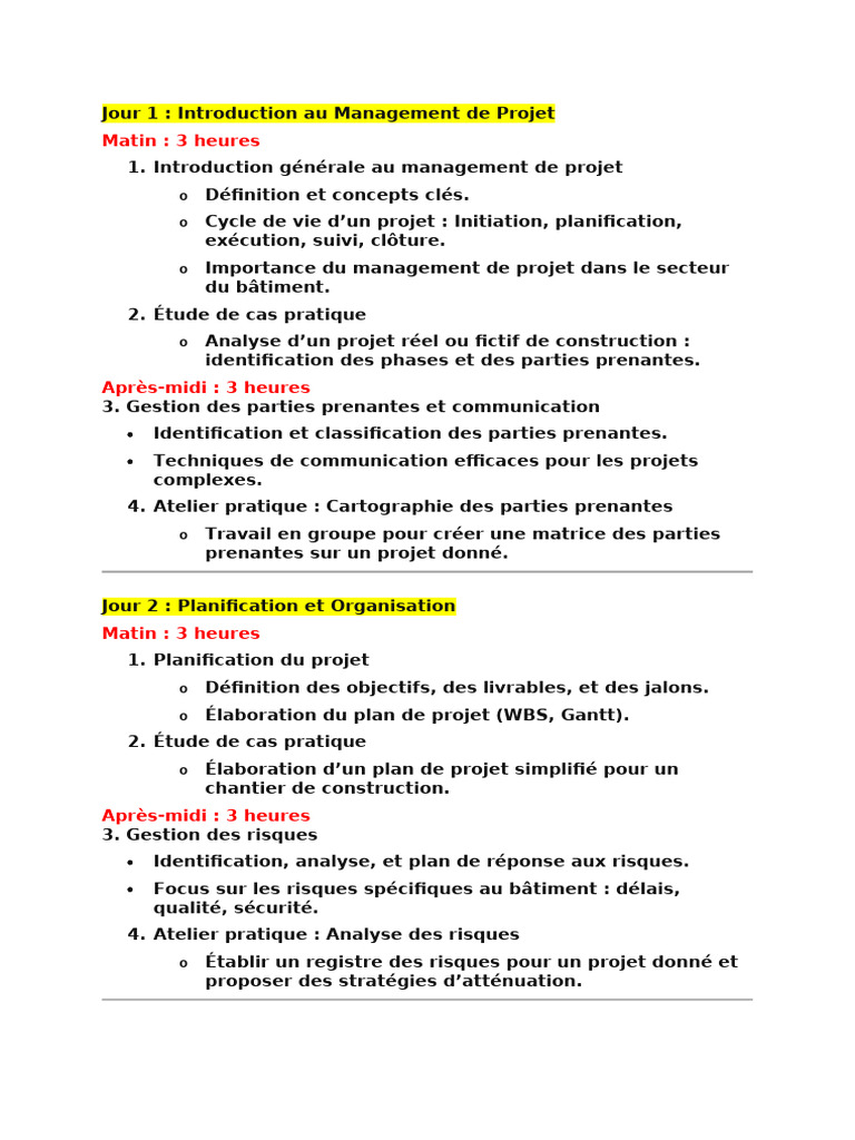 Introduction au Management de Projet | PDF | Gestion de projet ...