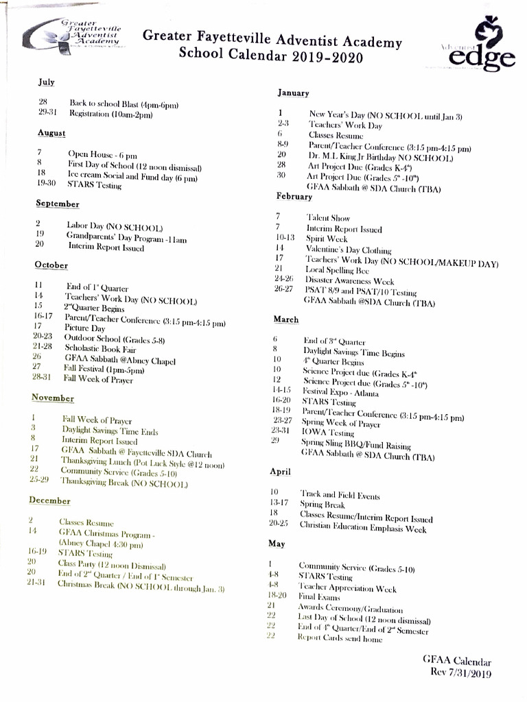 Gfaa Calendars | PDF