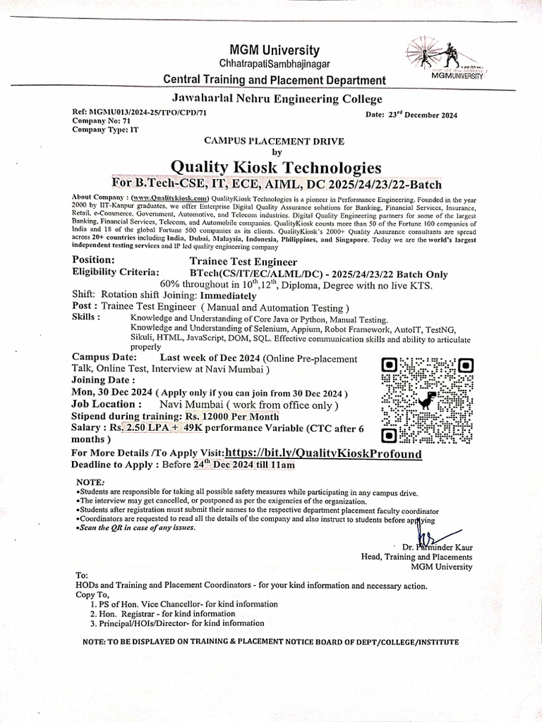 71 - CPD - 2025 - JNEC - Quality Kiosk Technology | PDF