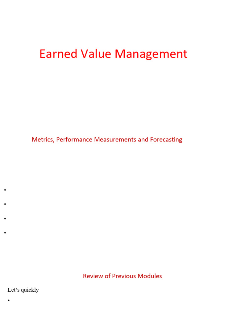 Earned Value Management: Metrics & Forecasting | PDF