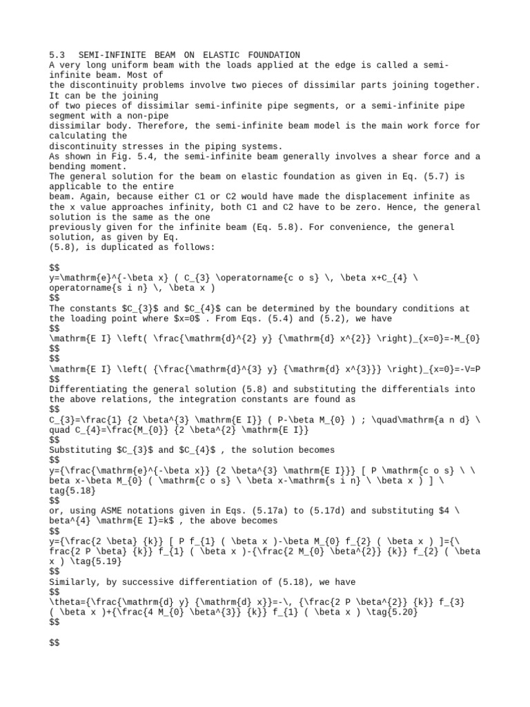 5.3 Semi-Infinite Beam On Elastic Foundation | PDF | Beam (Structure ...