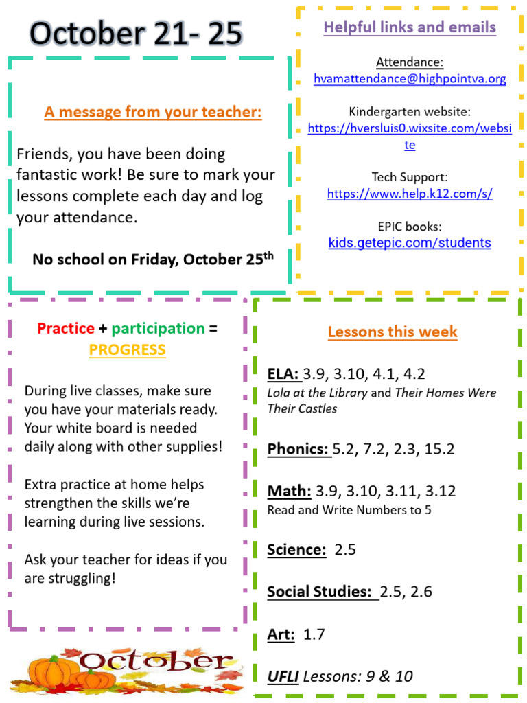 Newsletters Week Oct 21-25th | PDF