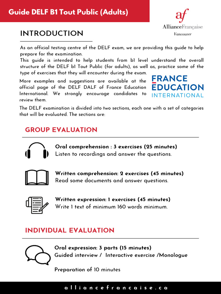 DELF B1 Exam Preparation Guide for Adults | PDF | Standardized Tests ...