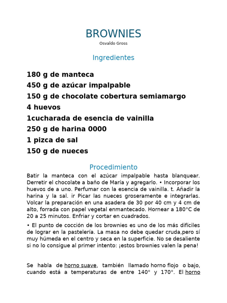 Brownies de Osvaldo Gross | PDF