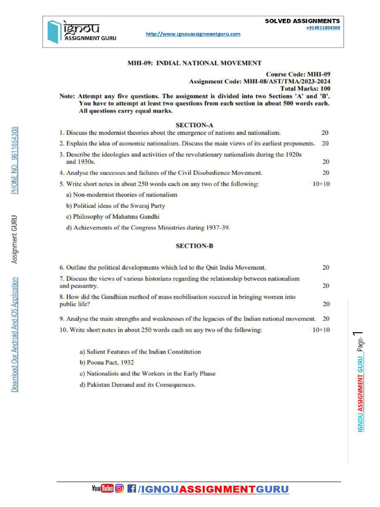 MHI 09 EM 2023 24 IGNOUAssignmentGuru - GURUji mswv87 | PDF