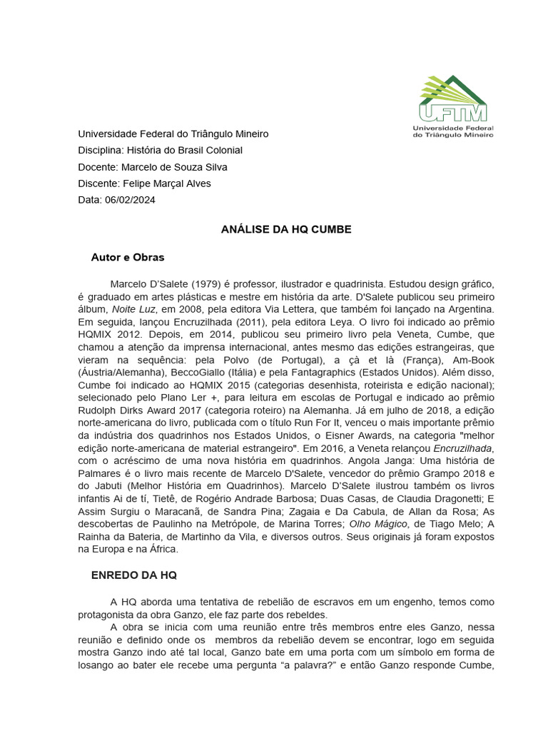 Felipe Marçal Alves - Analise Da HQ | PDF