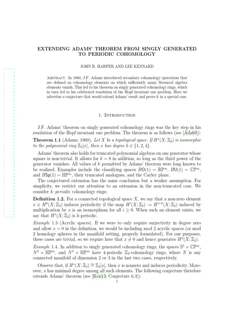 Extending Adams' theorem from singly generated to periodic cohomology ...