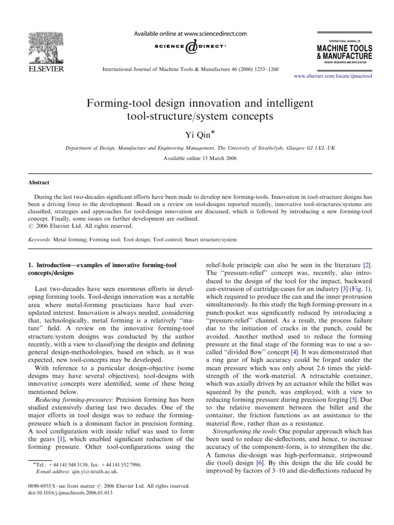 Forming-tool design innovation and intelligent tool-structure system concepts | PDF | Shape ...