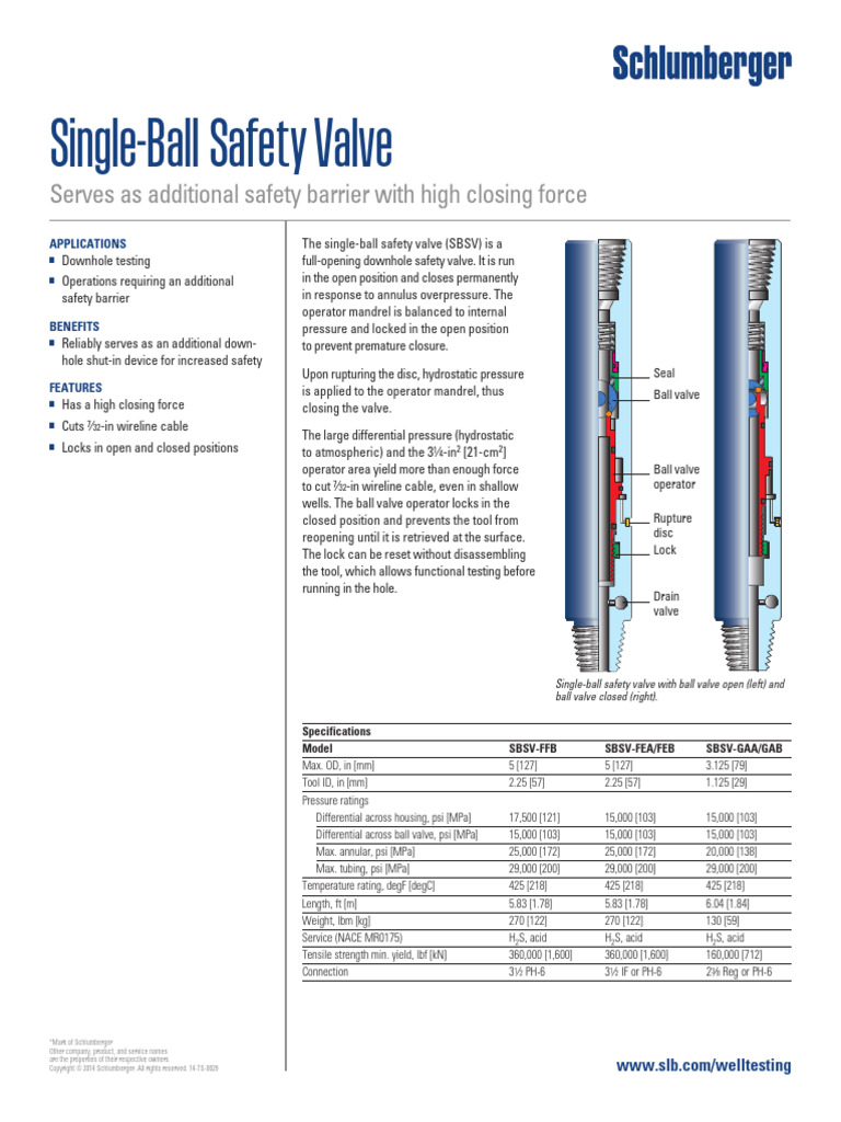 Single Ball Safety Valve Ps | PDF | Gas Technologies | Mechanical ...