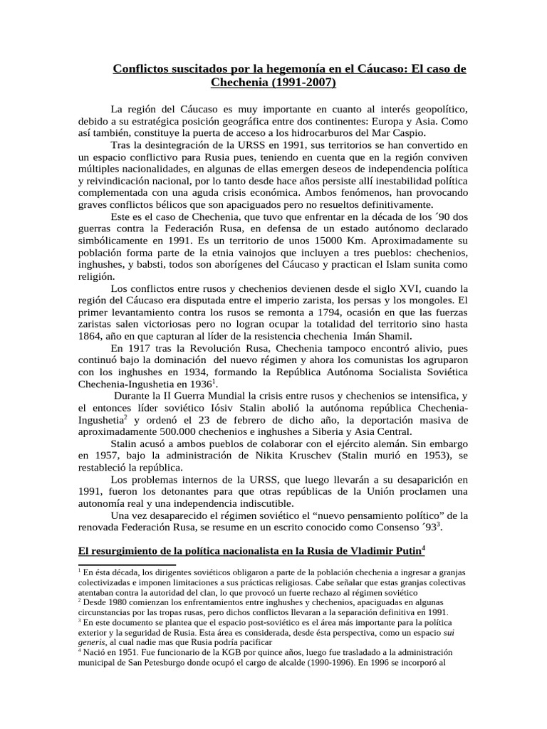 Trabajo de Chechenia para Desertores | PDF | Unión Soviética | Política ...