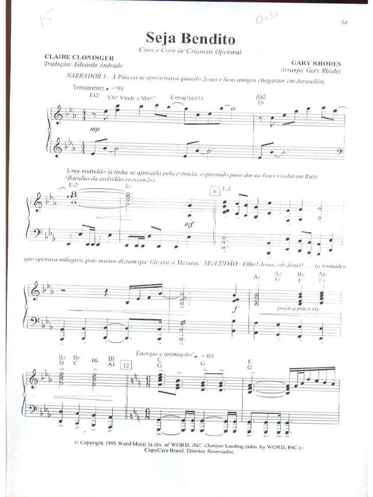 Partitura Seja Bendito | PDF