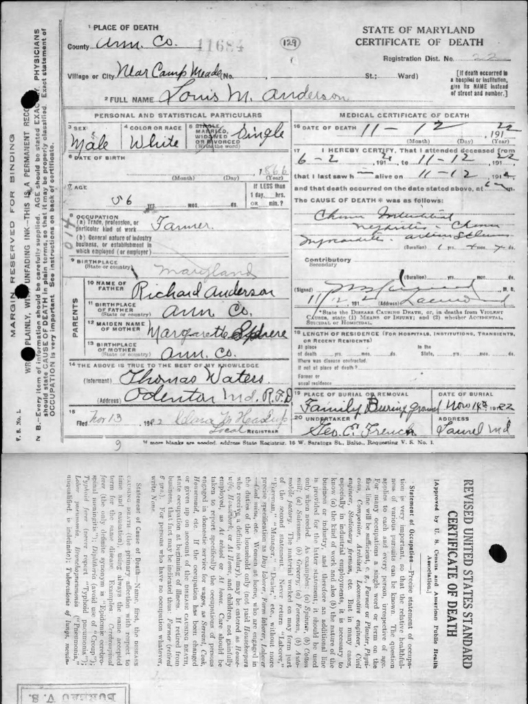 Reclaim The Records - Maryland Death Certificates 1910-1922 - Msa Se43 ...