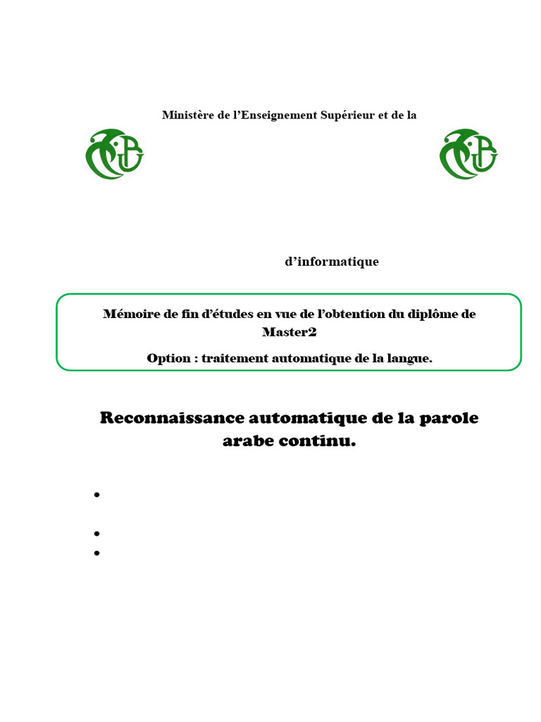 Hammadeche Abdel Hakim Trautement Automatique de La Langue | PDF | Reconnaissance automatique de ...