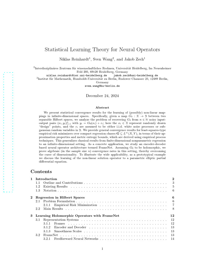 Statistical Learning Theory for Neural Operators | PDF | Regression Analysis | Partial ...