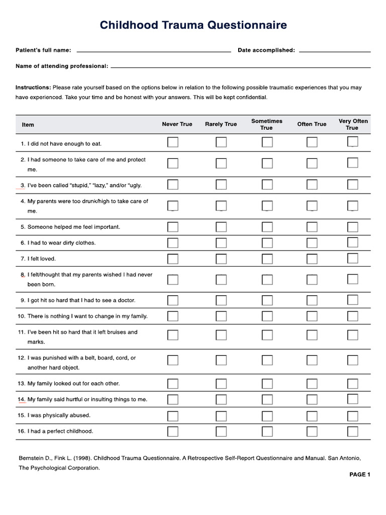 Childhood-trauma-questionnaire المقياس الاشهر عالميا | PDF