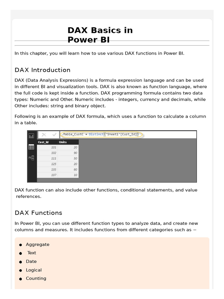 DAX Functions Guide for Power BI | PDF | Function (Mathematics) | Numbers