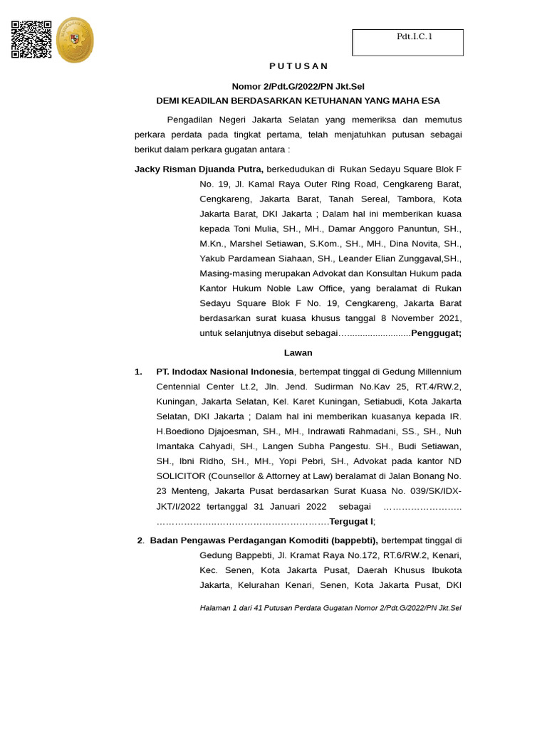 Gugatan Jacky Risman Djuanda Putra | PDF