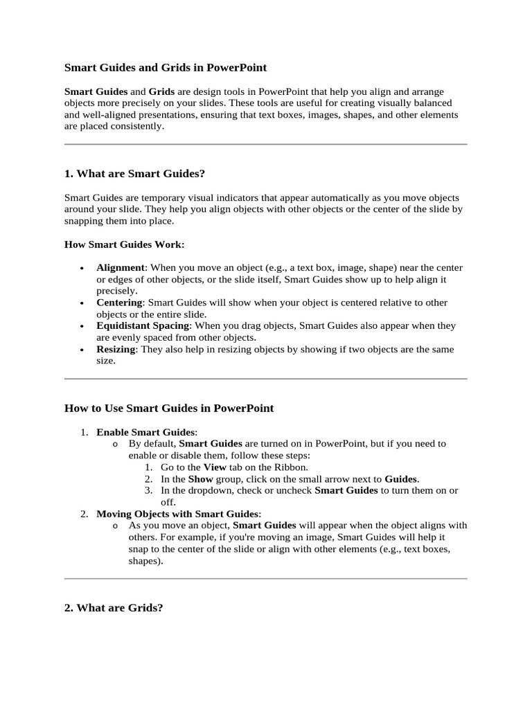 Smart Guides and Grids in PowerPoint | PDF | Microsoft Power Point Smart Guides and Grids in PowerPoint | PDF | Microsoft Power Point