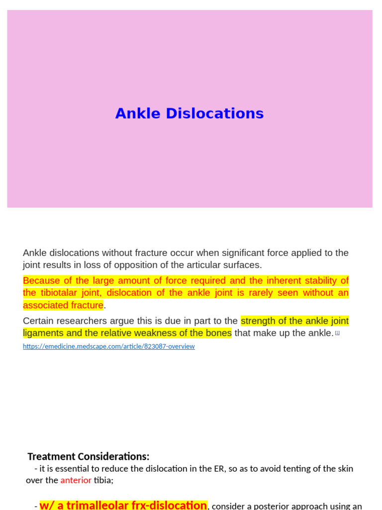 Ankle Dislocations | PDF
